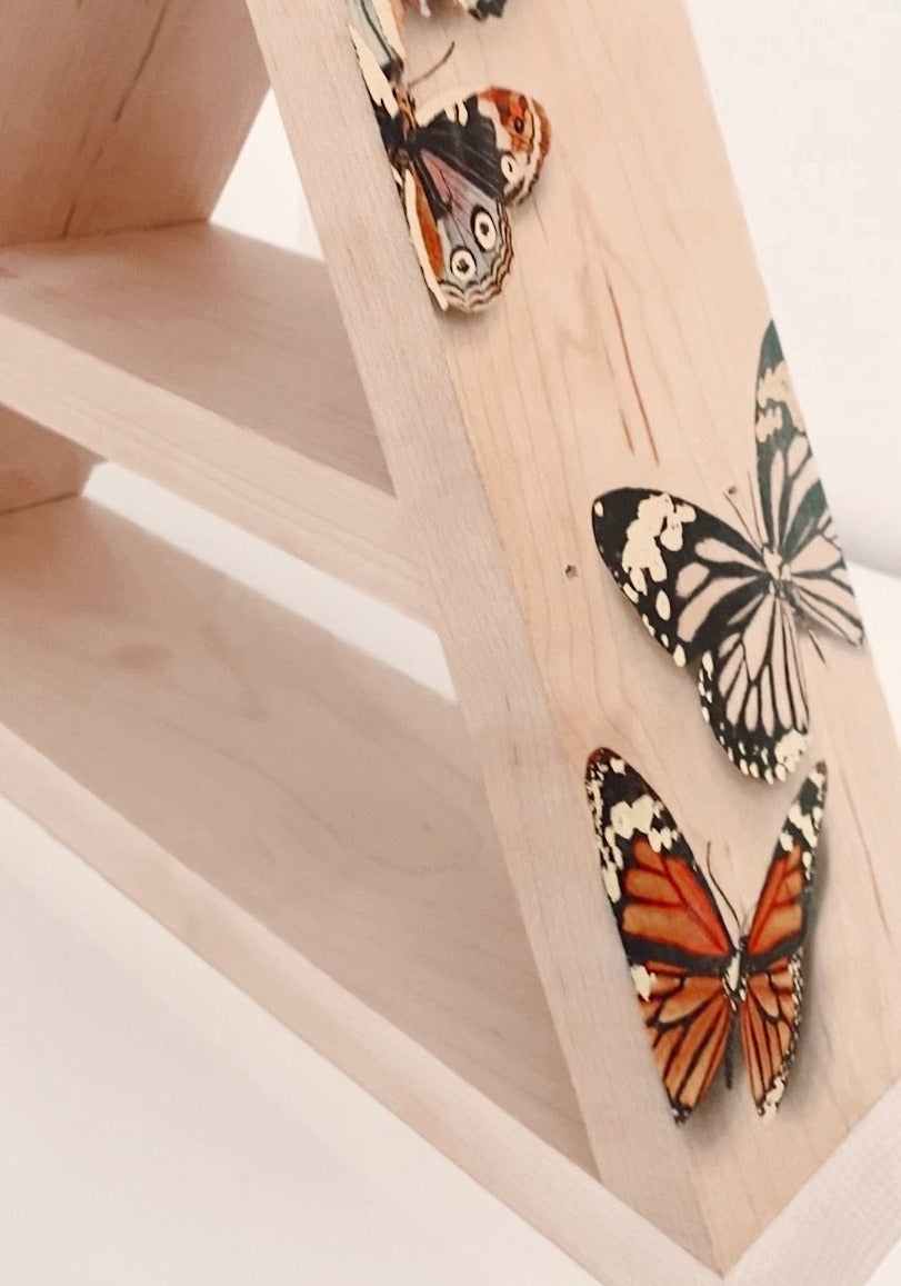 3-D Butterfly Shelf with Gold Detail – Wood And Oils
